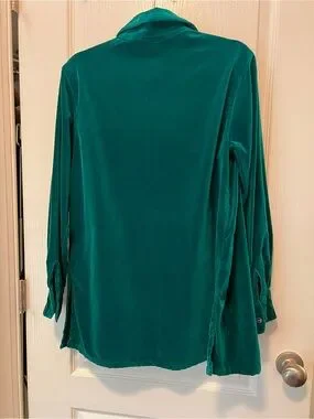 Vintage | Tops | Vintage Emerald Green Velvet Top Button Up Size 6 Pure ...